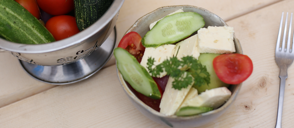 Summer Salad with Feta style fresh cheese